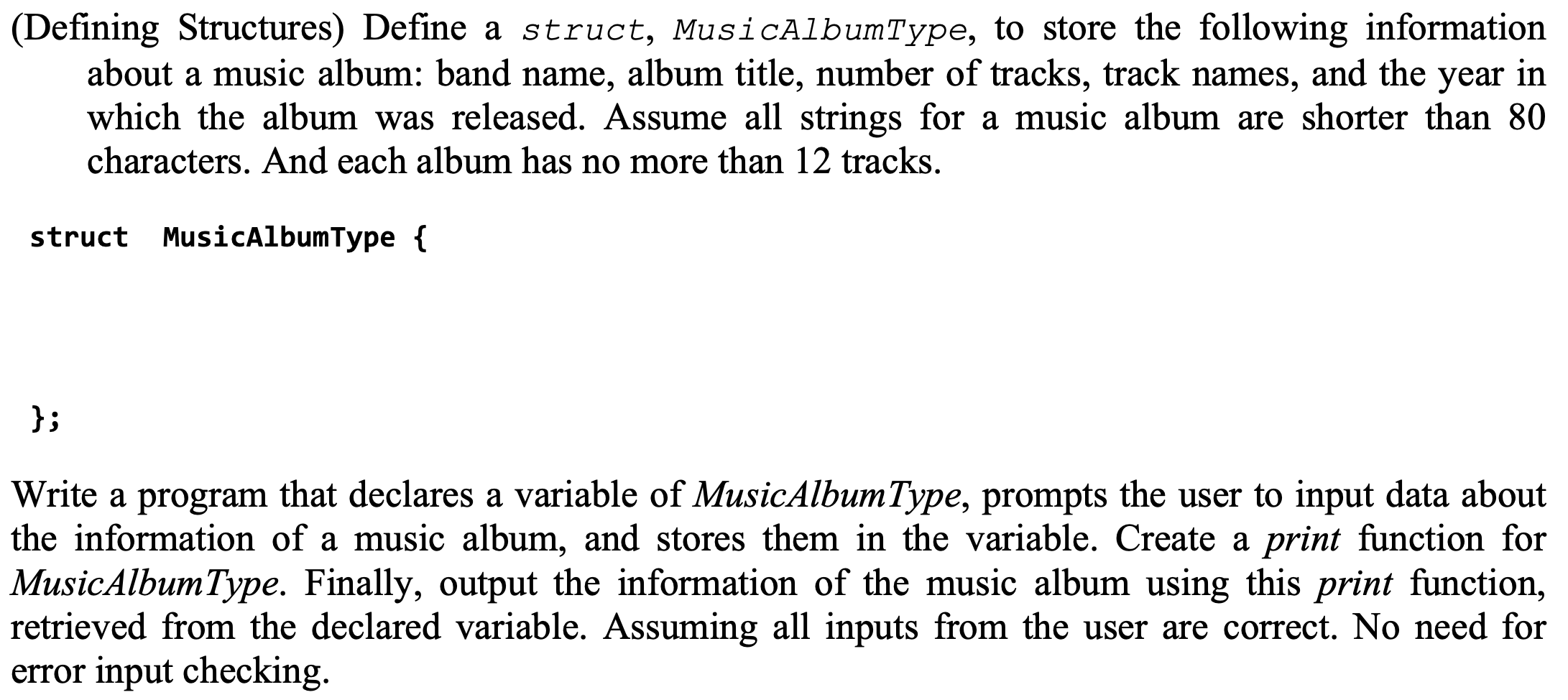 Solved Defining Structures Define A Struct