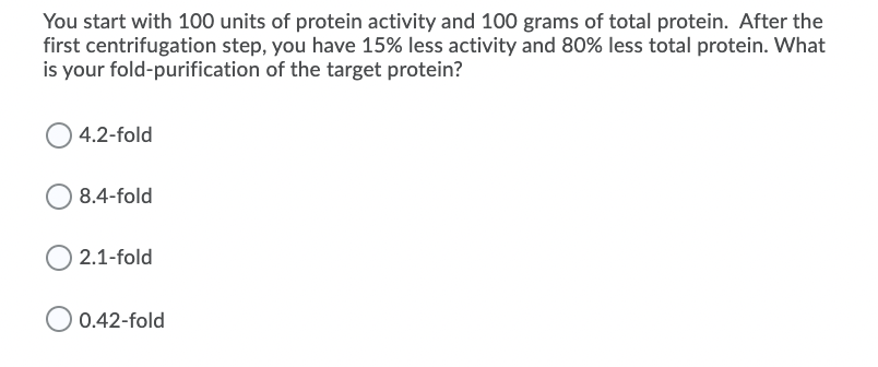 Solved You start with 100 units of protein activity and 100 | Chegg.com