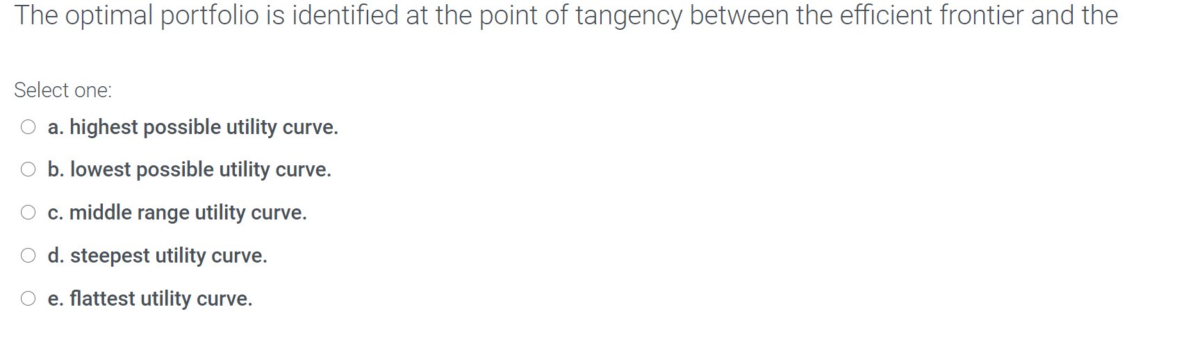 Solved The optimal portfolio is identified at the point of | Chegg.com