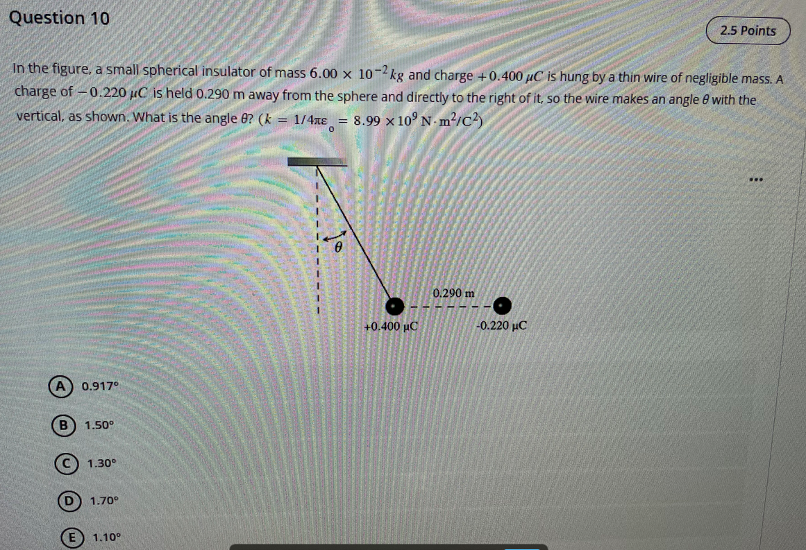 Solved In the figure, a small spherical insulator of mass | Chegg.com Solved In the figure, a small spherical insulator of mass | Chegg.com