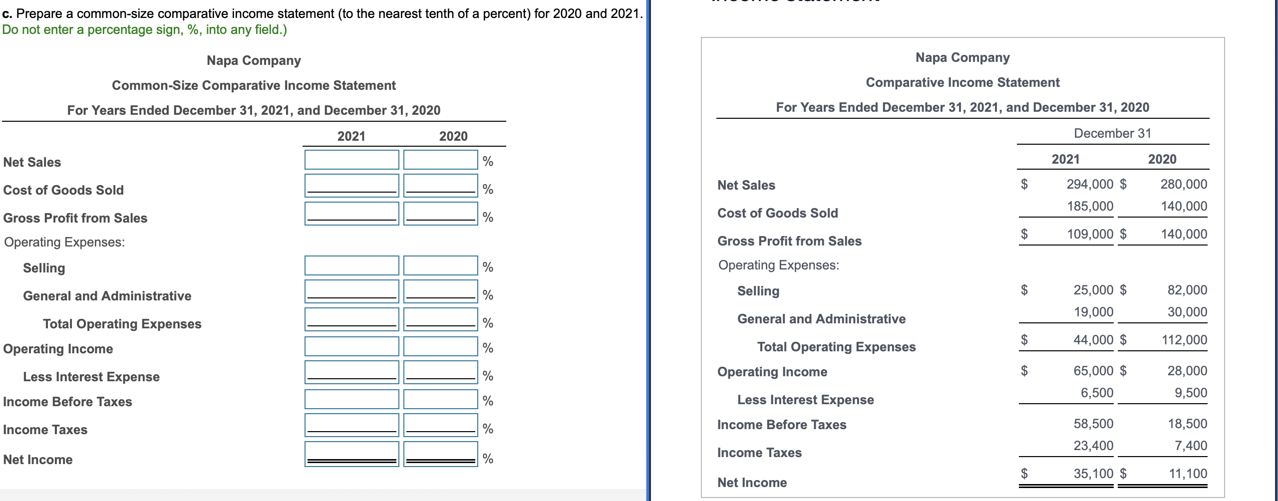 Solved by an EXPERT c. ﻿Prepare a common-size comparative income ...