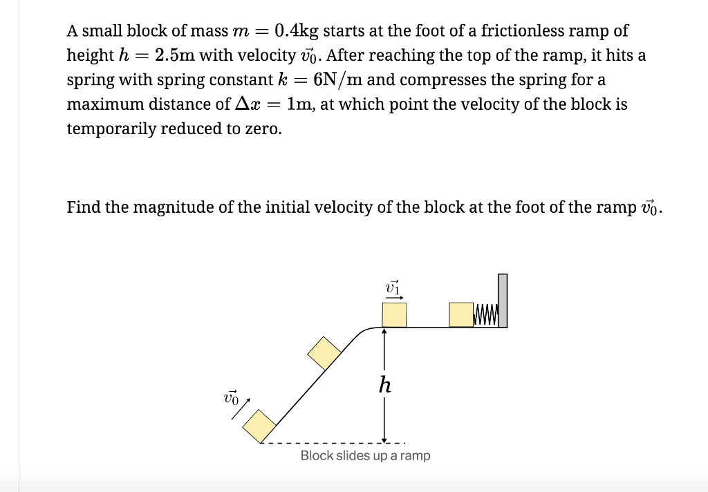 Solved A block of mass m starts at the foot of a | Chegg.com