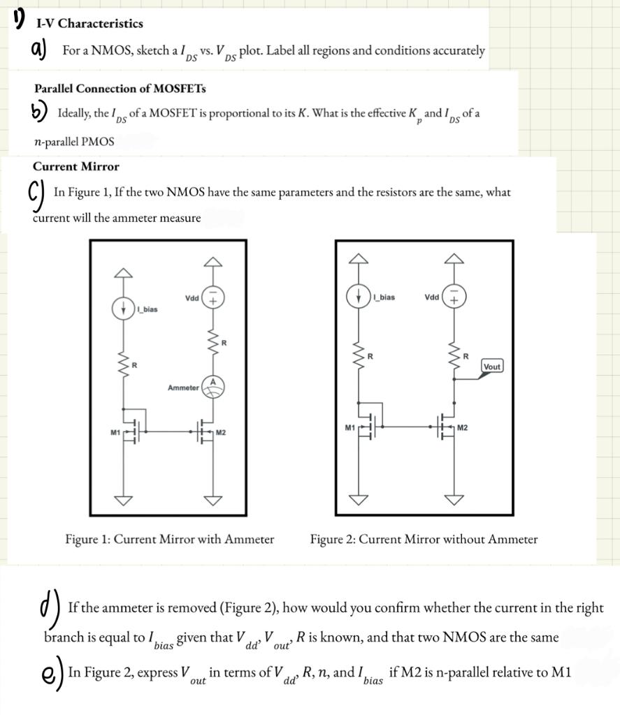 Solved I-V Characteristics a) For a NMOS, sketch a IDS vs. | Chegg.com