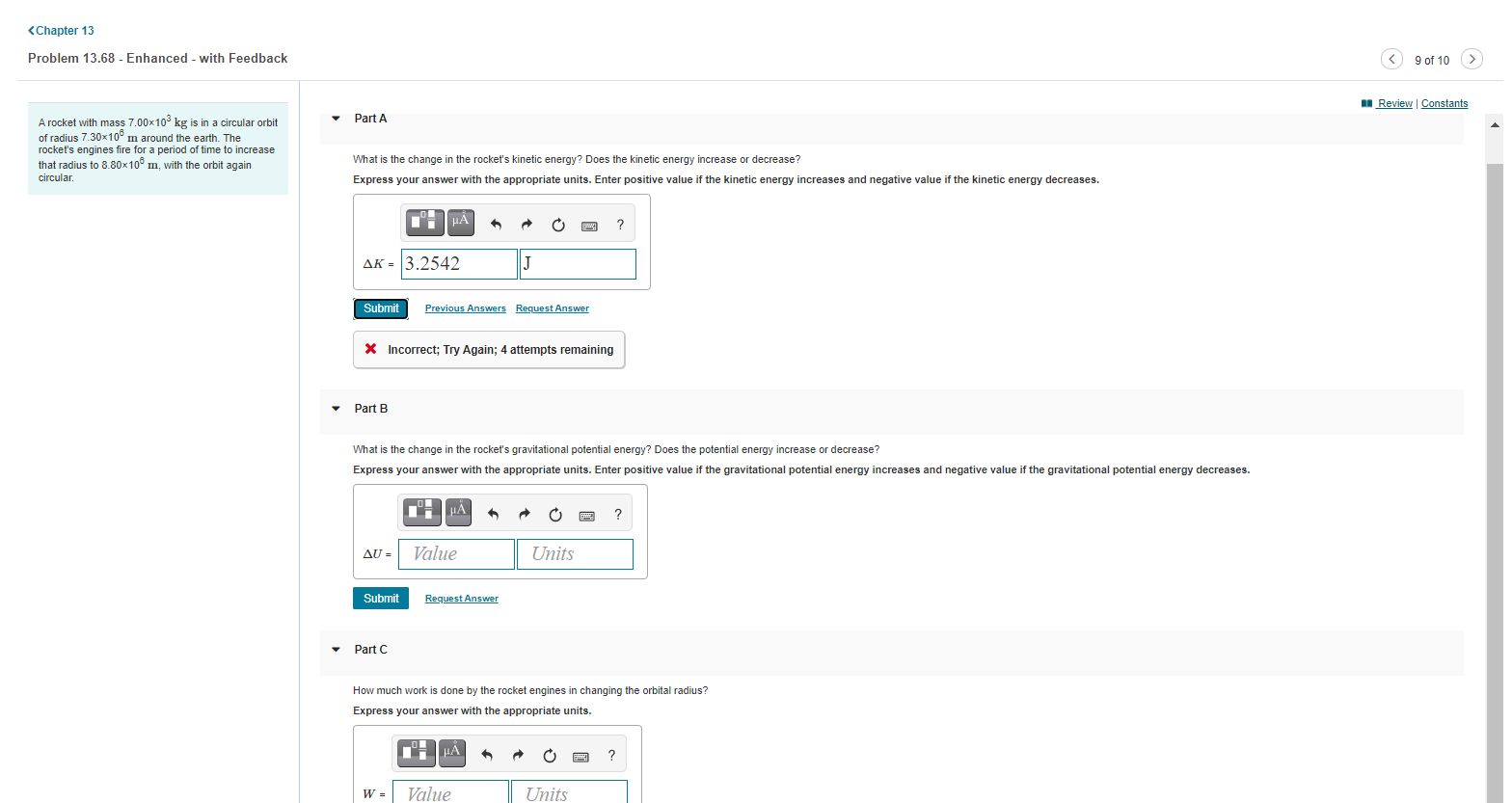 Solved MI Review Constants Part A A rocket with mass | Chegg.com