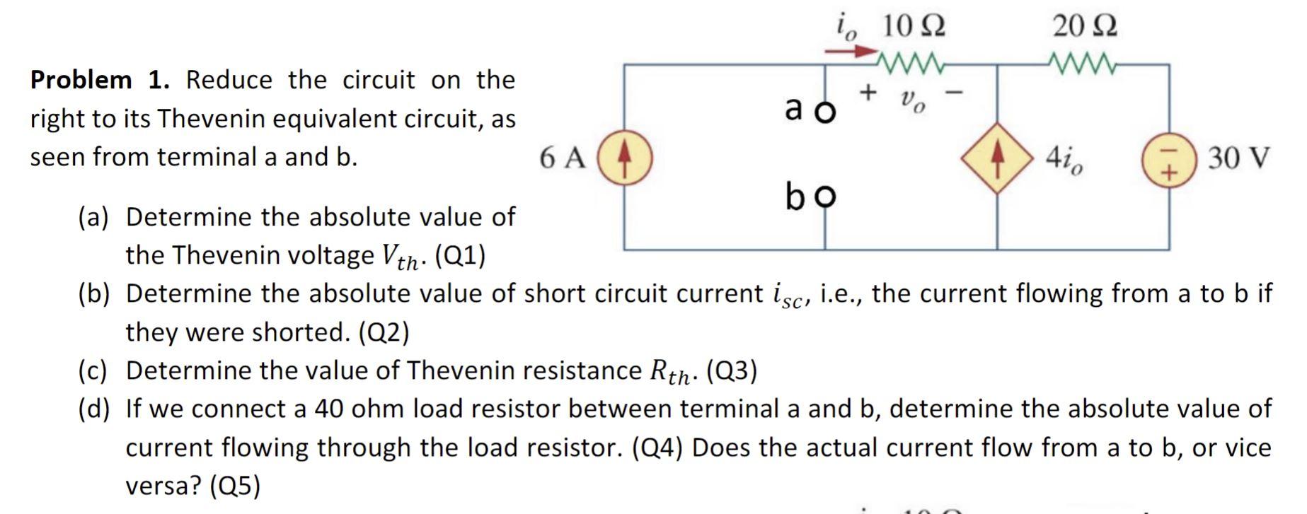 Solved Problem 1. Reduce the circuit on the right to its | Chegg.com