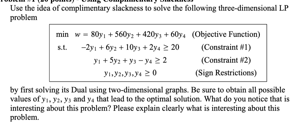 Solved Use the idea of complimentary slackness to solve the | Chegg.com