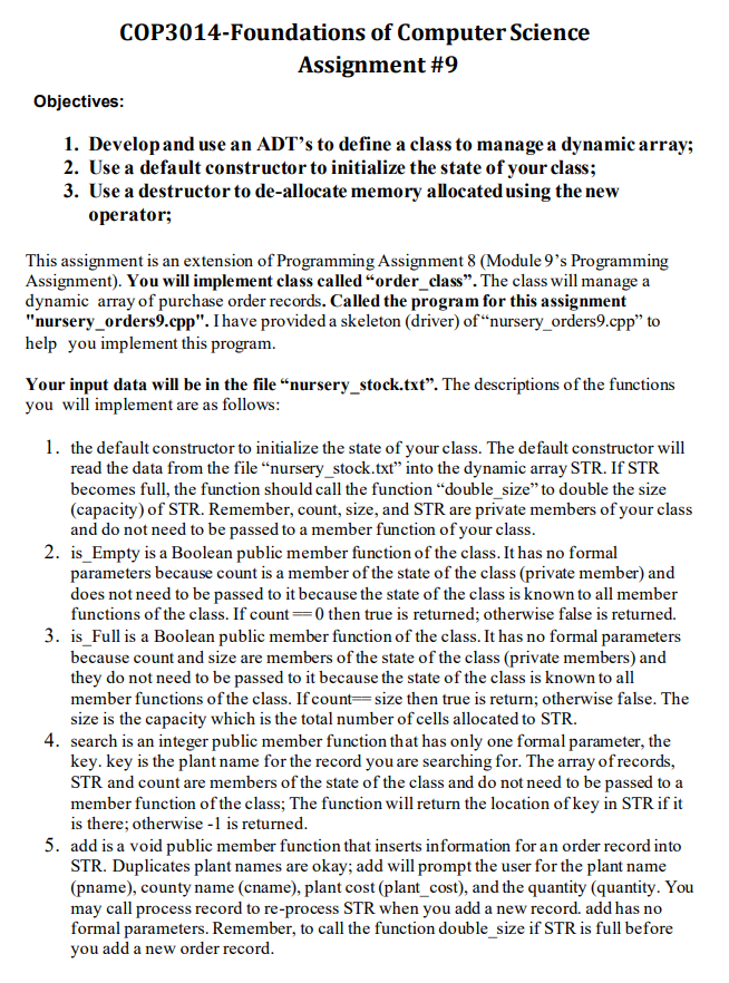 Solved COP3014-Foundations of Computer Science Assignment #9 | Chegg.com