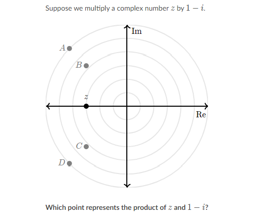 Solved Suppose we multiply a complex number z by 1−i. Which | Chegg.com
