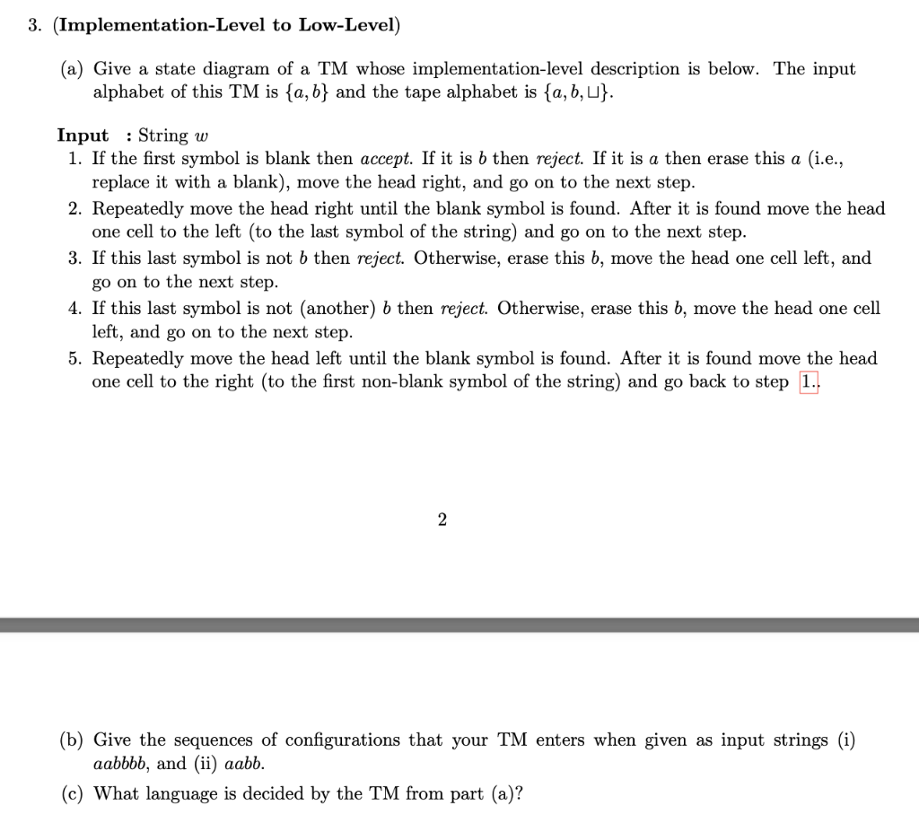 (a) Give a state diagram of a TM whose | Chegg.com
