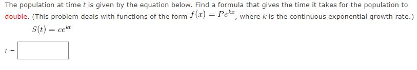 Solved The population at time t is given by the equation | Chegg.com
