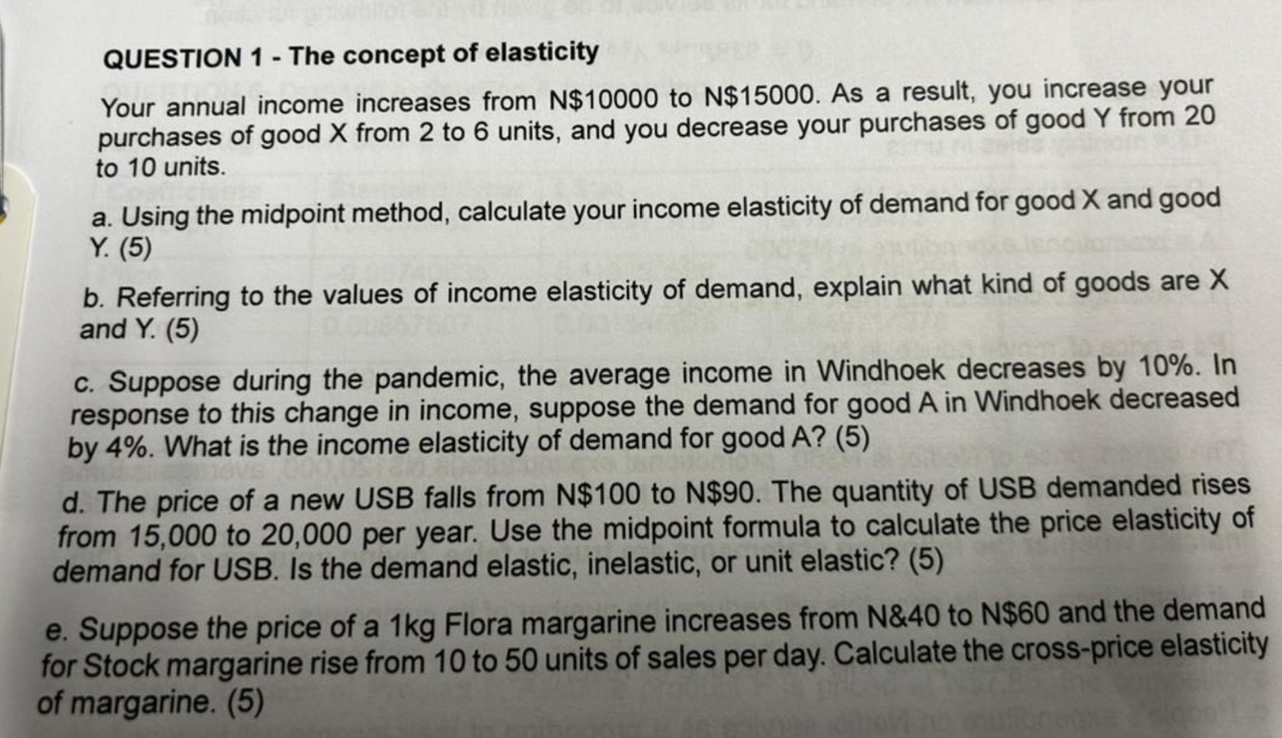 Solved QUESTION 1 - The concept of elasticity Your annual | Chegg.com