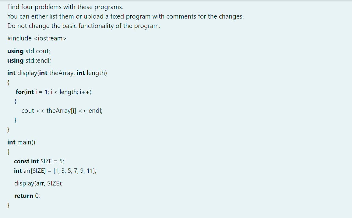 Solved Find four problems with these programs. You can | Chegg.com