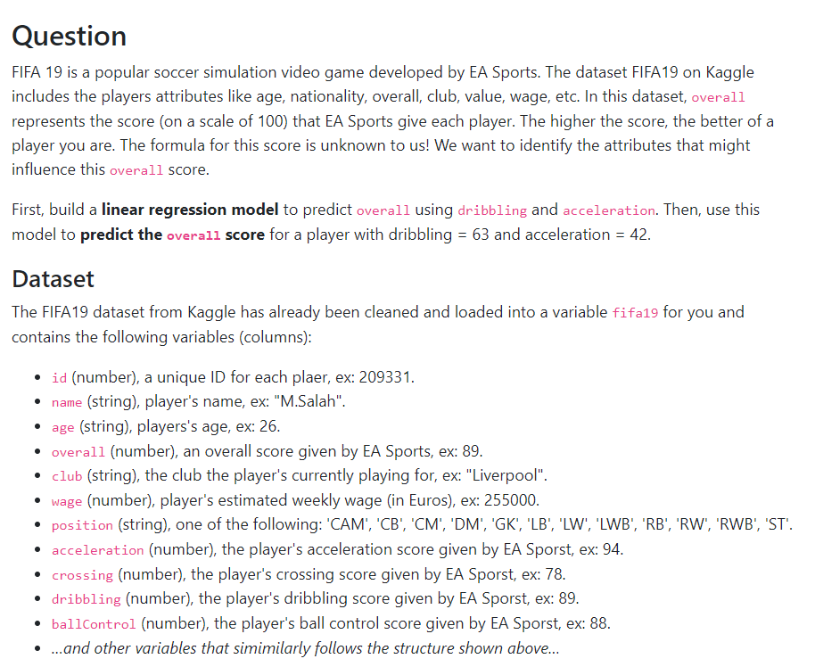 Solved Question FIFA 19 is a popular soccer simulation video | Chegg.com