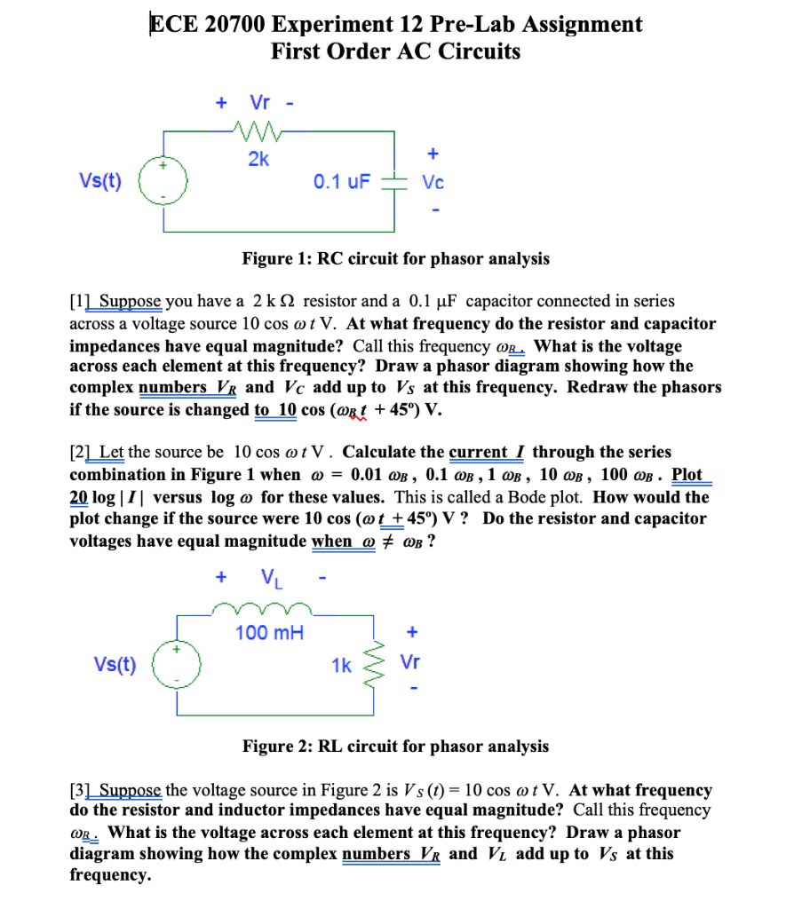 Solved ECE 20700 Experiment 12 Pre-Lab Assignment First | Chegg.com