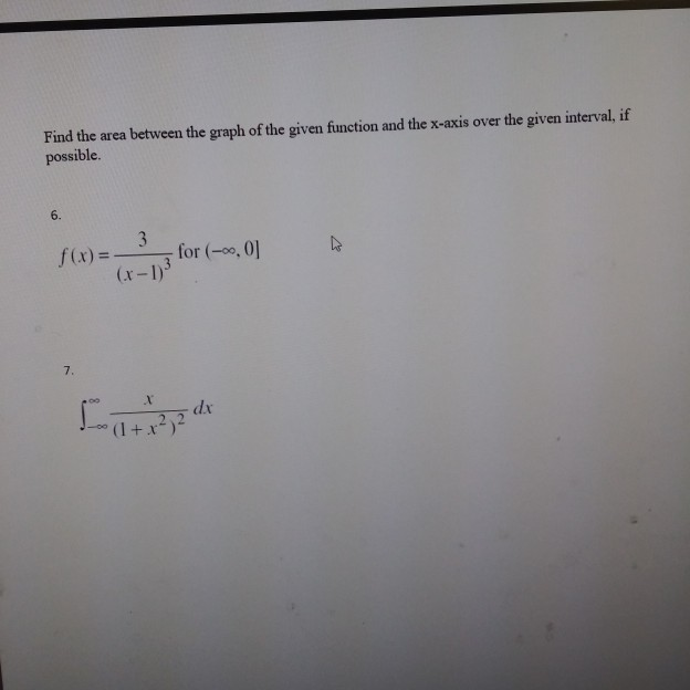 Solved Find the area between the graph of the given function | Chegg.com