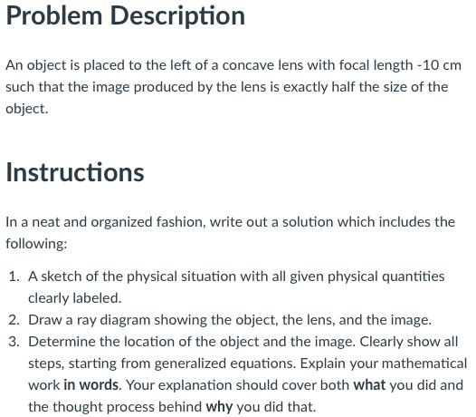 Solved Problem Description An object is placed to the left | Chegg.com