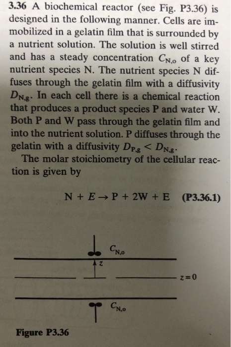 3.36 A biochemical reactor (see Fig. P3.36) is | Chegg.com