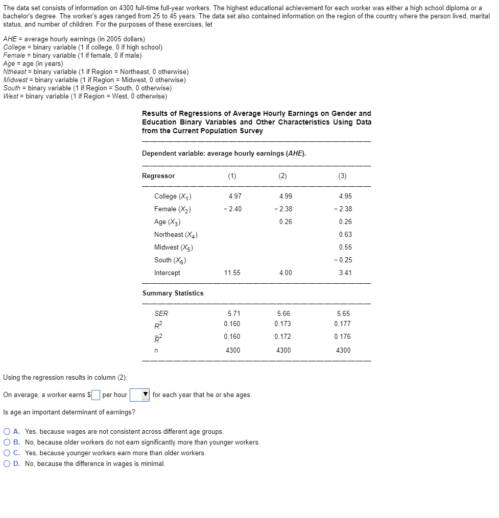 Solved C3.6 Use the data set in WAGE2.RAW for this problem. | Chegg.com