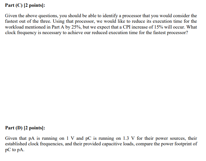 Solved The following information about three processors, | Chegg.com