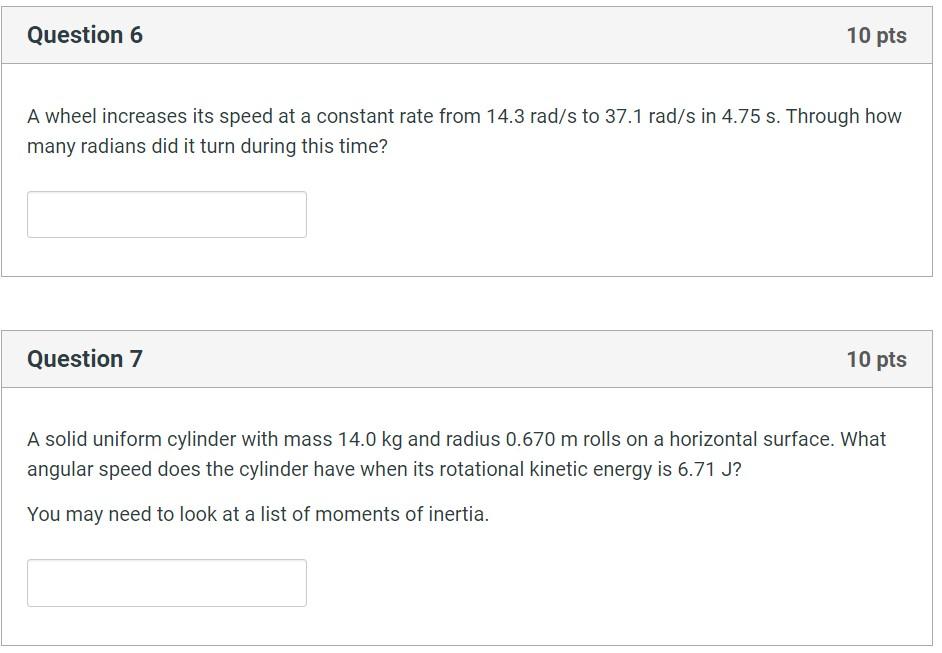 Solved Question 6 10 pts A wheel increases its speed at a | Chegg.com