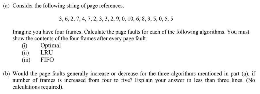 Solved (a) Consider the following string of page references: | Chegg.com