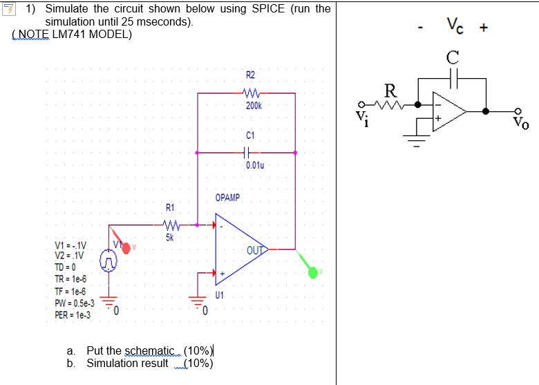Solved 1) Simulate the circuit shown below using SPICE (run | Chegg.com