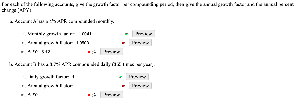 Solved For each of the following accounts, give the growth | Chegg.com