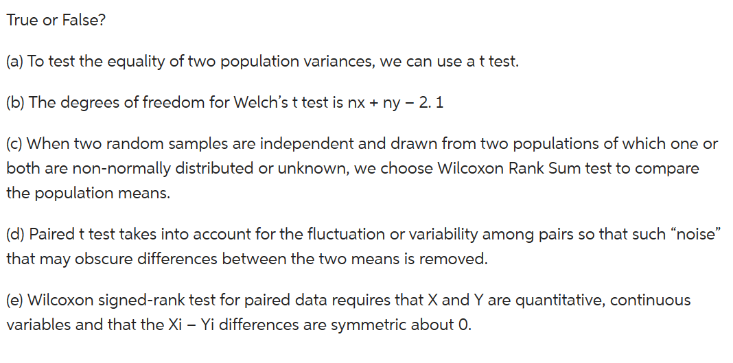 Solved (a) To test the equality of two population variances, | Chegg.com