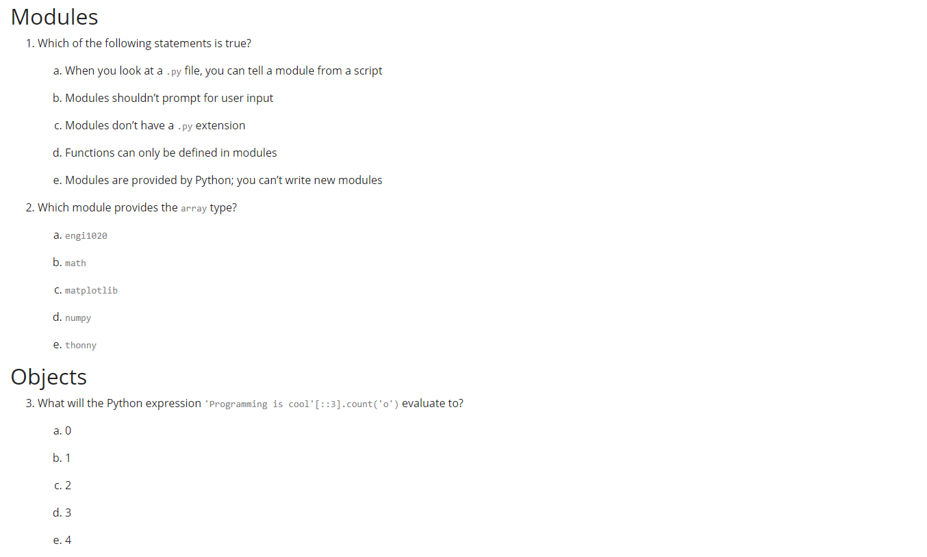 Solved Modules 1. Which of the following statements is true? | Chegg.com