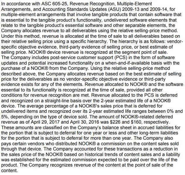 Solved Review the Revenue Recognition footnote for Barnes & | Chegg.com