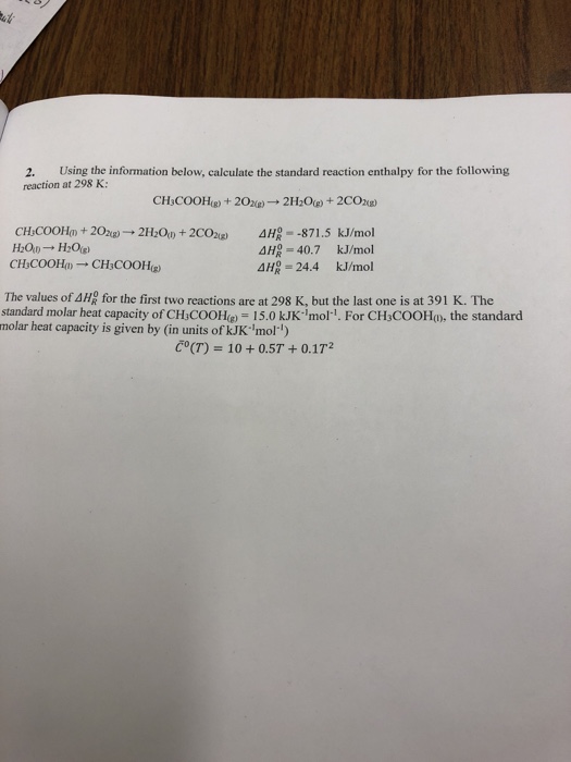 Solved 2. Using the information below, calculate the | Chegg.com