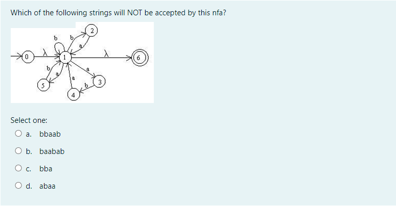 Solved Which of the following strings will NOT be accepted | Chegg.com
