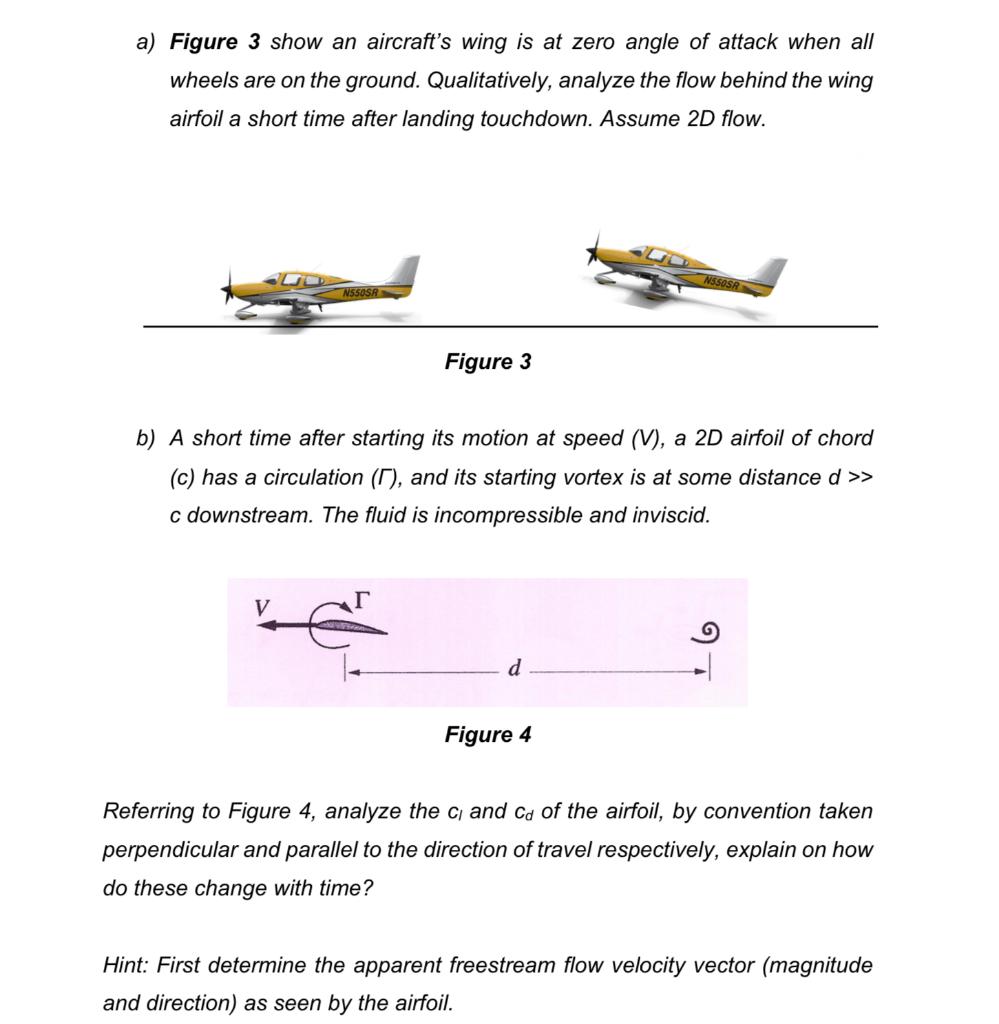 a) Figure 3 show an aircraft's wing is at zero angle | Chegg.com