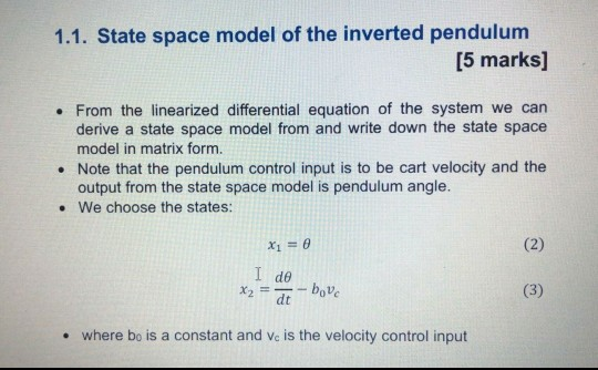 The equation for the inverted pendulum linearized | Chegg.com