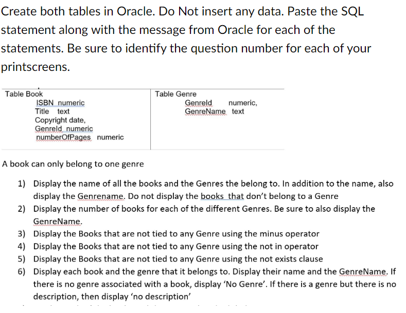 Solved Create Both Tables In Oracle Do Not Insert Any Data 4472