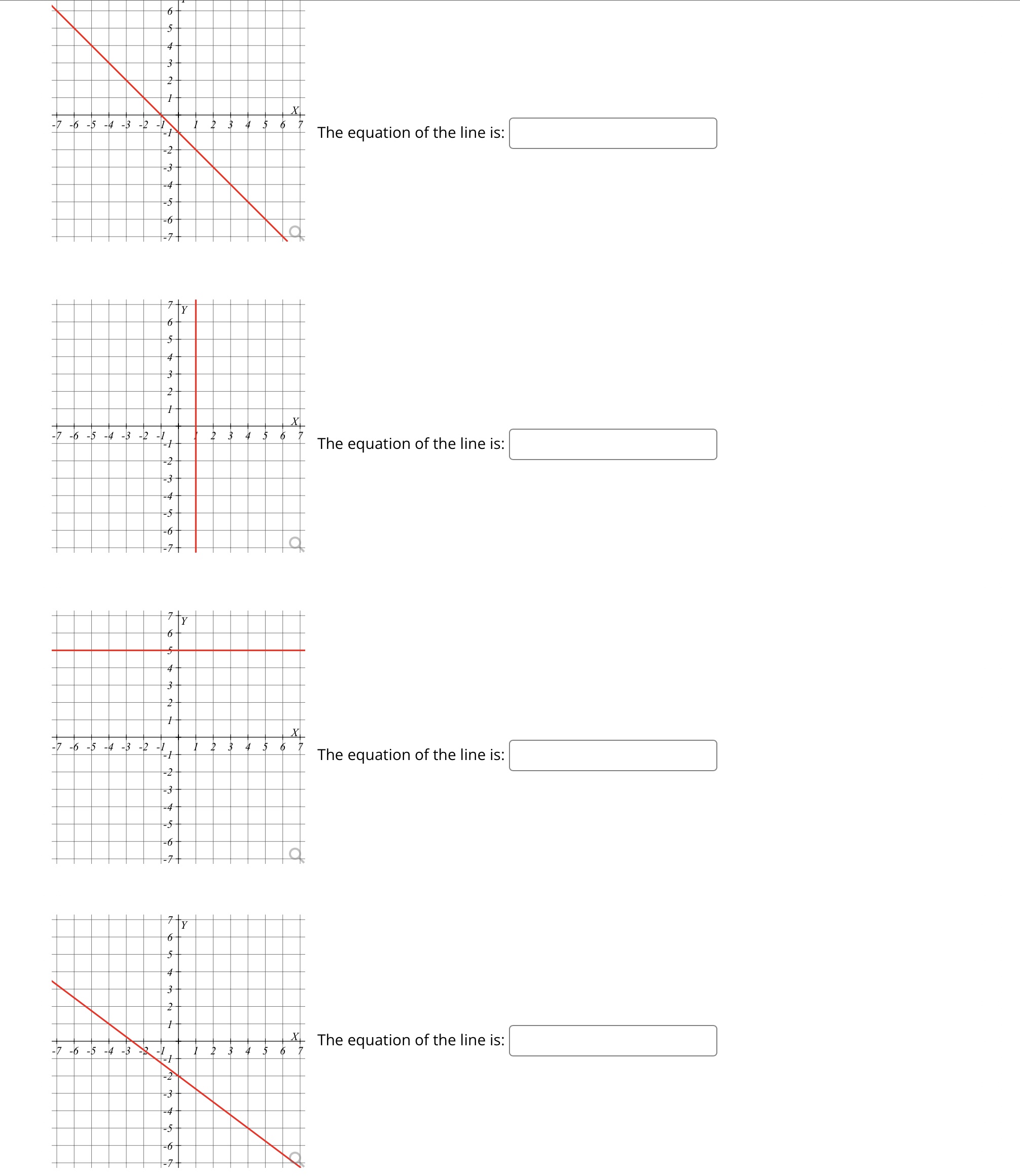 Solved Give the equation of each line in the 5 graphs | Chegg.com