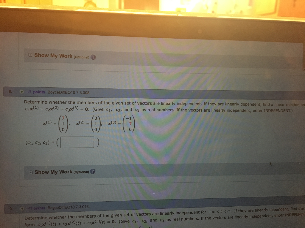 Solved a Show My Work (Optional) 8. -/1 points BoyceDiffEQ10 | Chegg.com