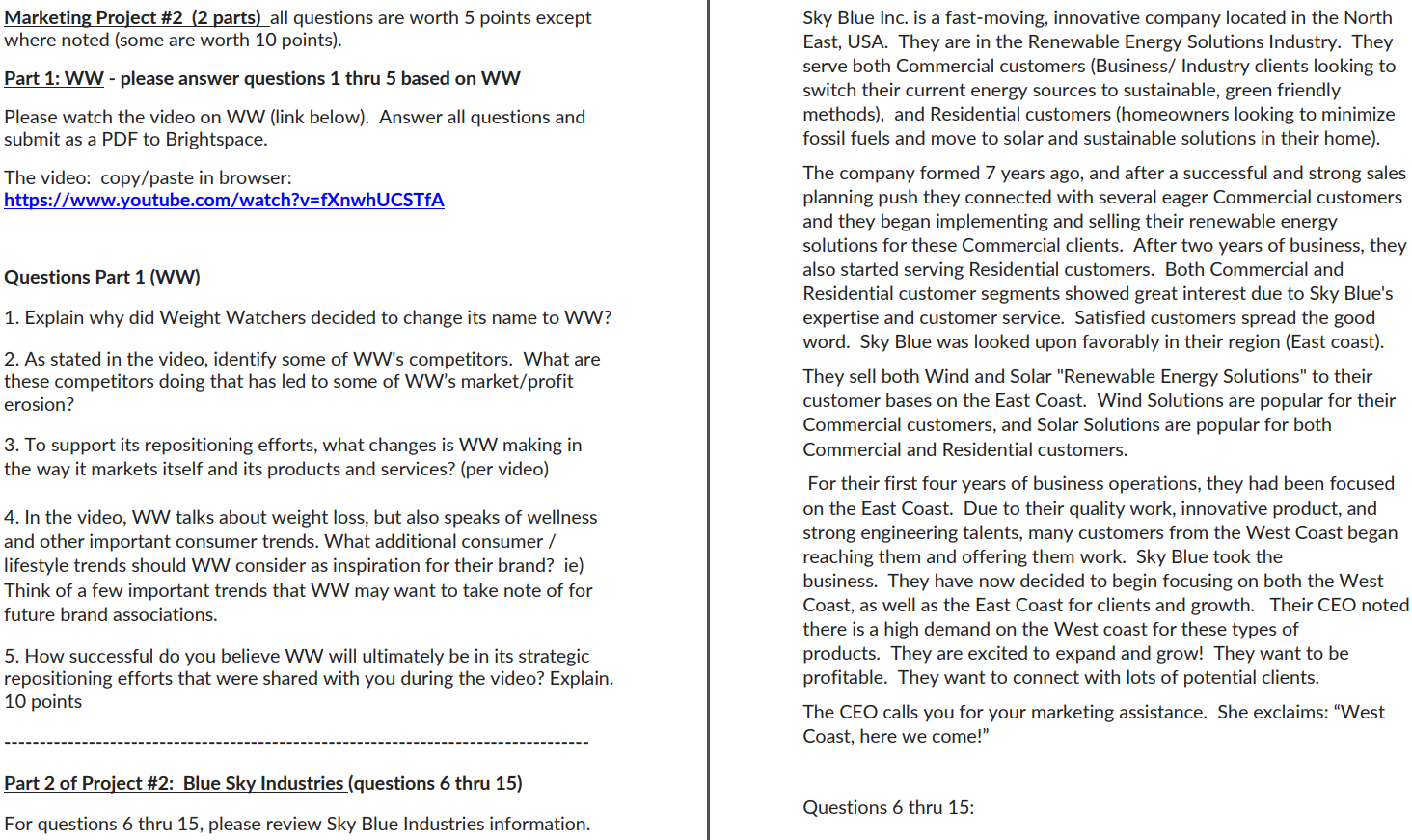 Solved Marketing Project \#2 (2 parts) all questions are | Chegg.com