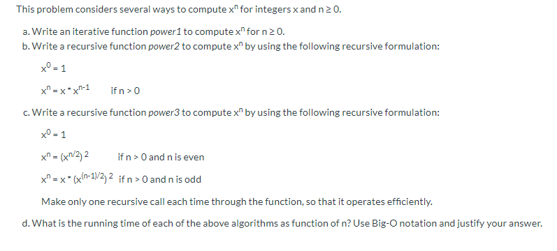 Solved This problem considers several ways to compute x" for | Chegg.com