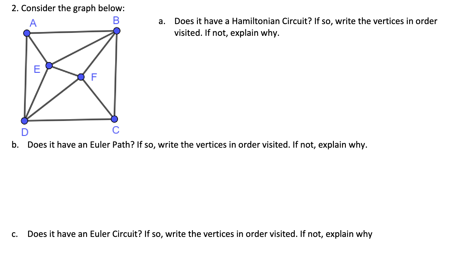 Solved 2. Consider the graph below: a. Does it have a | Chegg.com