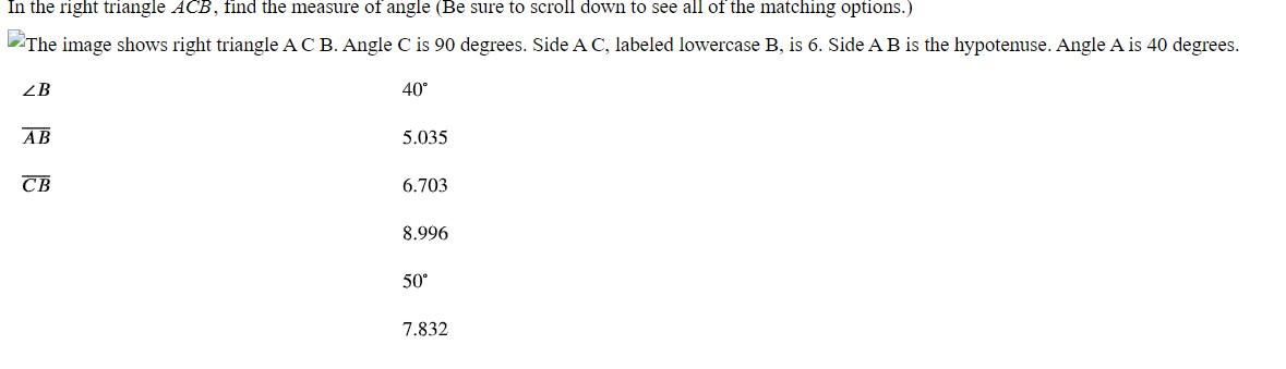 In the right triangle ACB, find the measure of angle | Chegg.com