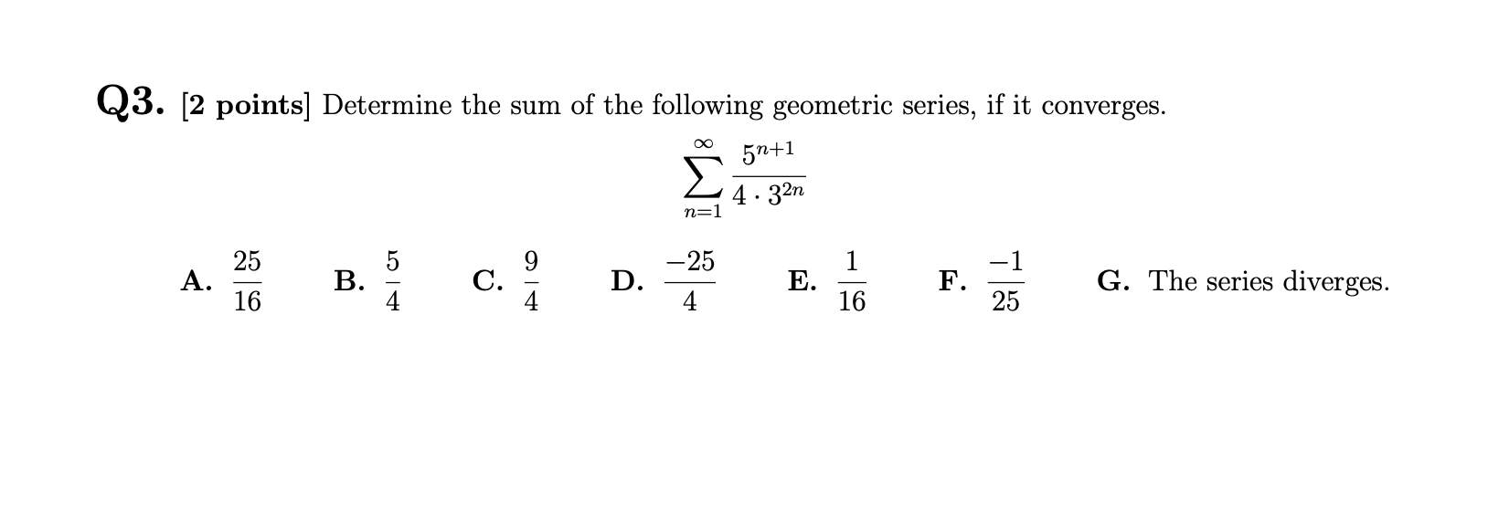 Solved Q3. [2 points] Determine the sum of the following | Chegg.com