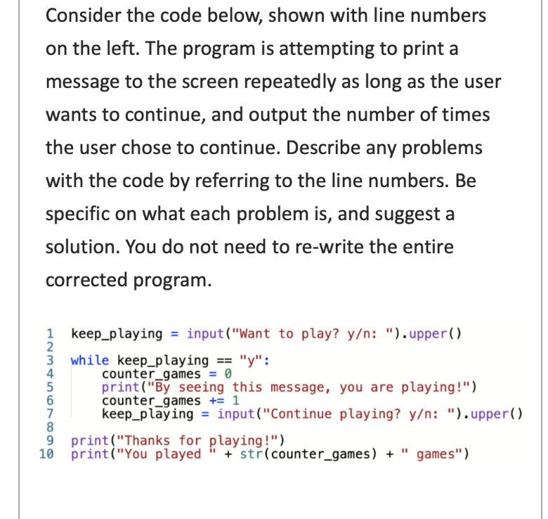 Solved Consider the code below, shown with line numbers on | Chegg.com