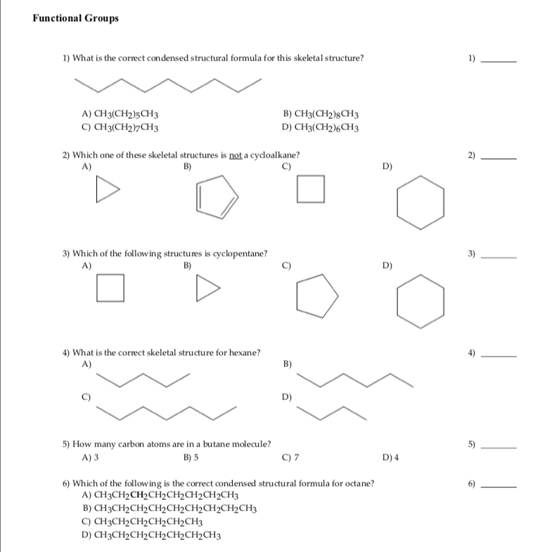 Solved Functional Groups 1) What is the correct condensed | Chegg.com