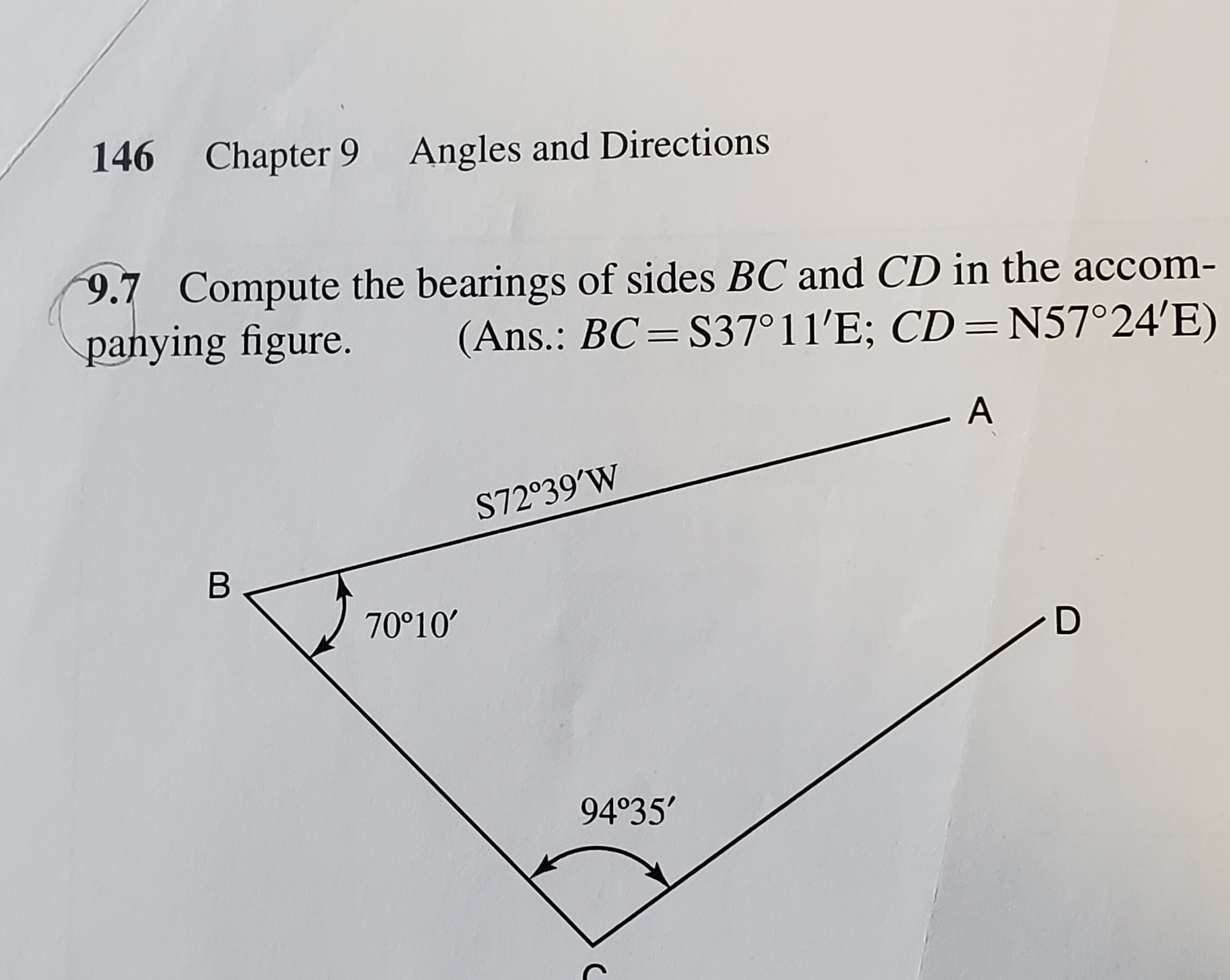 Solved 146 Chapter 9 Angles and Directions 9.7 Compute the | Chegg.com