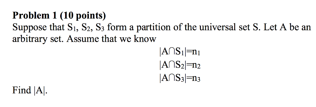 Solved Problem 1 (10 points) Suppose that Si, S2, S3 form a | Chegg.com