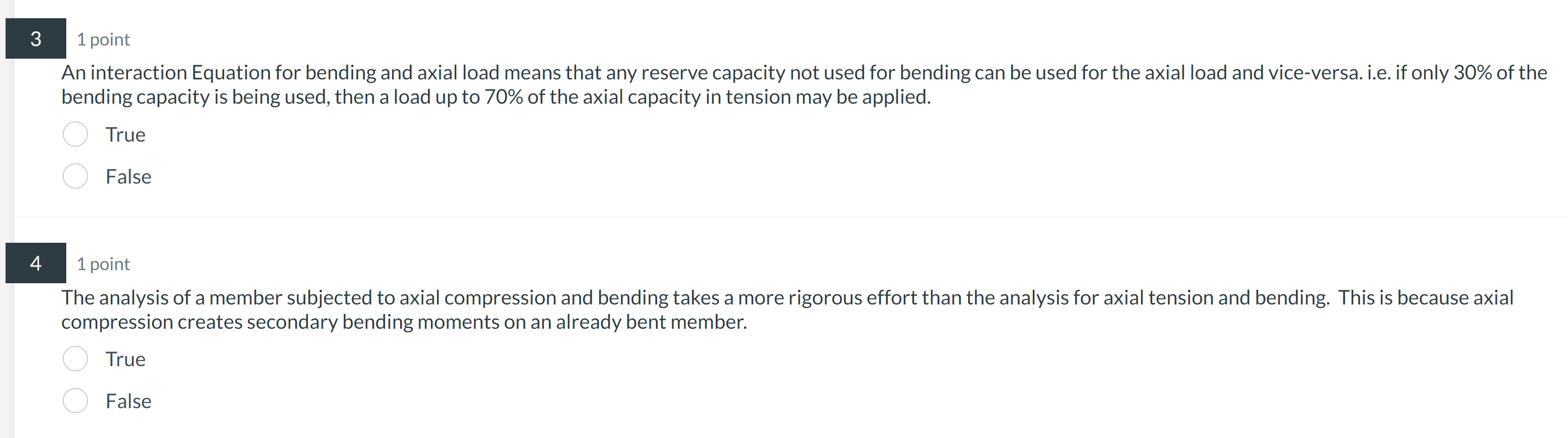 1 point An interaction Equation for bending and axial | Chegg.com