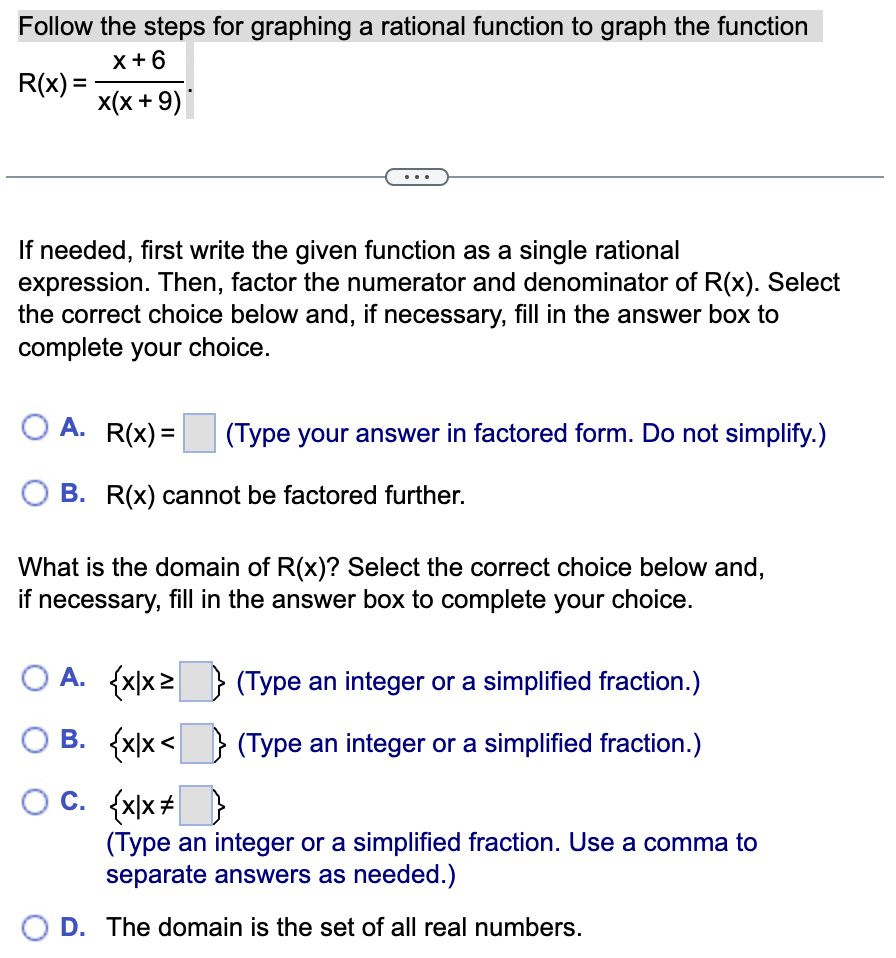 Solved Follow the steps for graphing a rational function to | Chegg.com