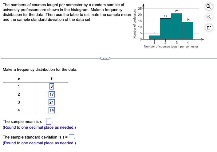 Solved The numbers of courses taught per semester by a | Chegg.com