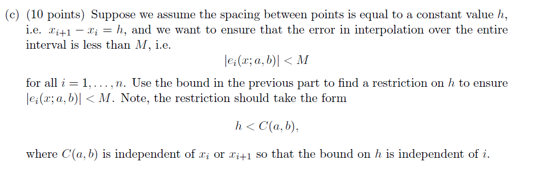 Solved b) (10 points) Find a bound, B(xi,xi+1,a,b) for each | Chegg.com